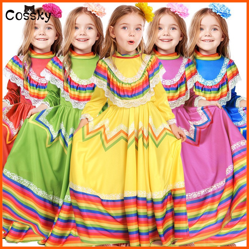 Girls Jalisco Traditional Guadalajara Mexican Folk Dancer Halloween ...