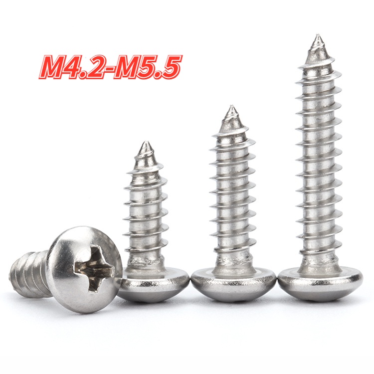 Sus304 Round Head Screw Self-Tapping Screw Phillips Self-Tapping Screw M4.2/M5/M5.5 | Shopee ...