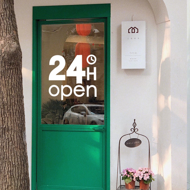 Convenience Stores 24/7 Vinyl Wall Sticker Open 24 Hours a Day Glass ...