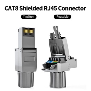 ZoeRax Cat8 Cat7 Cat6a Connectors RJ45 Tool Free Industrial Ethernet Easy Jack Shielded RJ45 ...