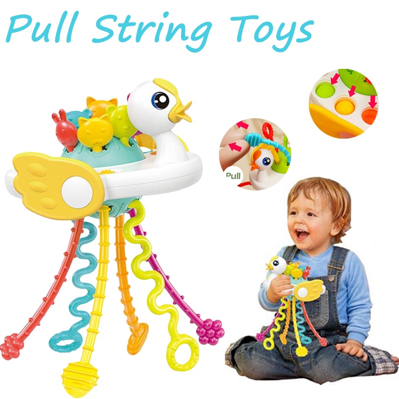 Montessori Sensory Silicone Pull String Toys Baby Activity Motor Skills ...