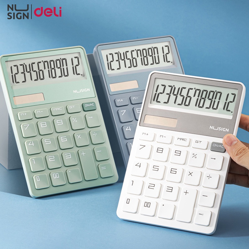 Deli Nusign Dual Power Calculator Big Screen Simple Desktop Calculator ...