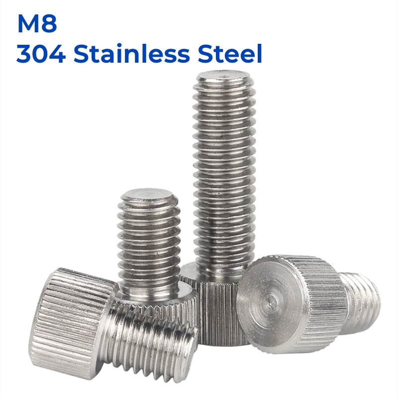 M8 304 Stainless Steel Thumb Screws Knurled Head Thumb Bolt Machinery ...