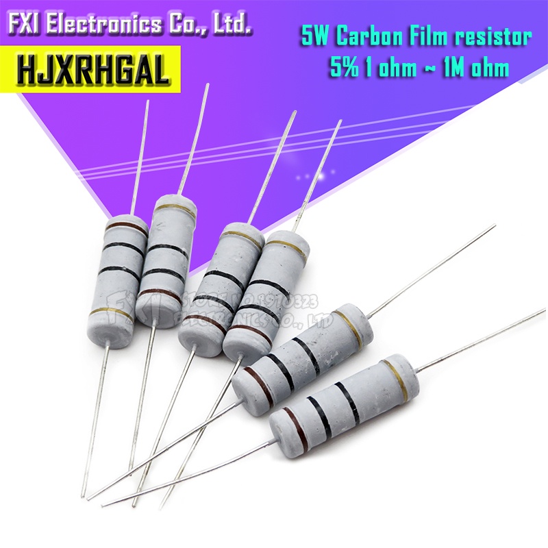 10pcs 5W Carbon Film resistor 5% 0.1R ~ 16R 0.1R 0.5R 1R 2R 3R 4.7R 6 ...