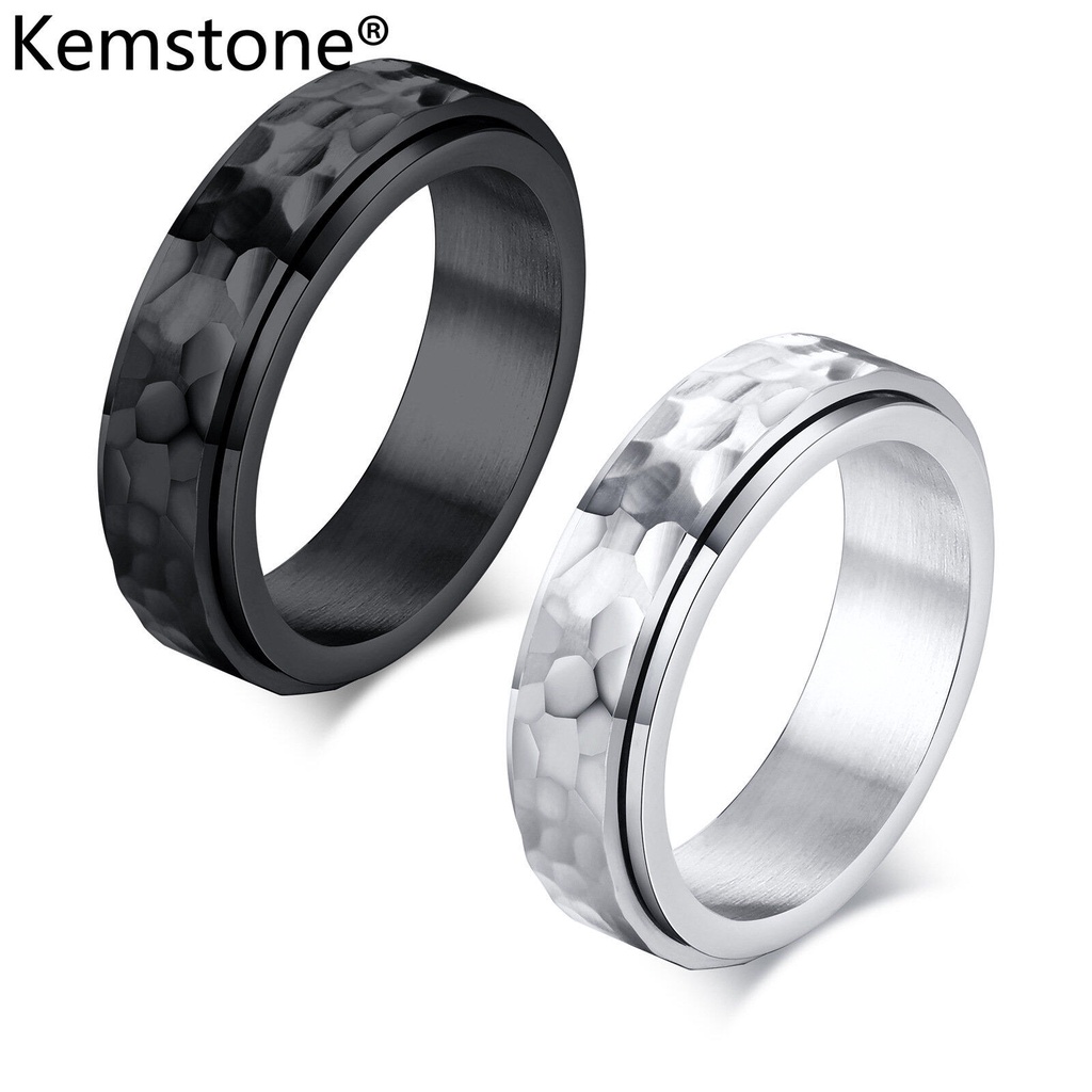 Kemstone Rotatable Stainless Steel Black Silver Plated Male Spinner ...
