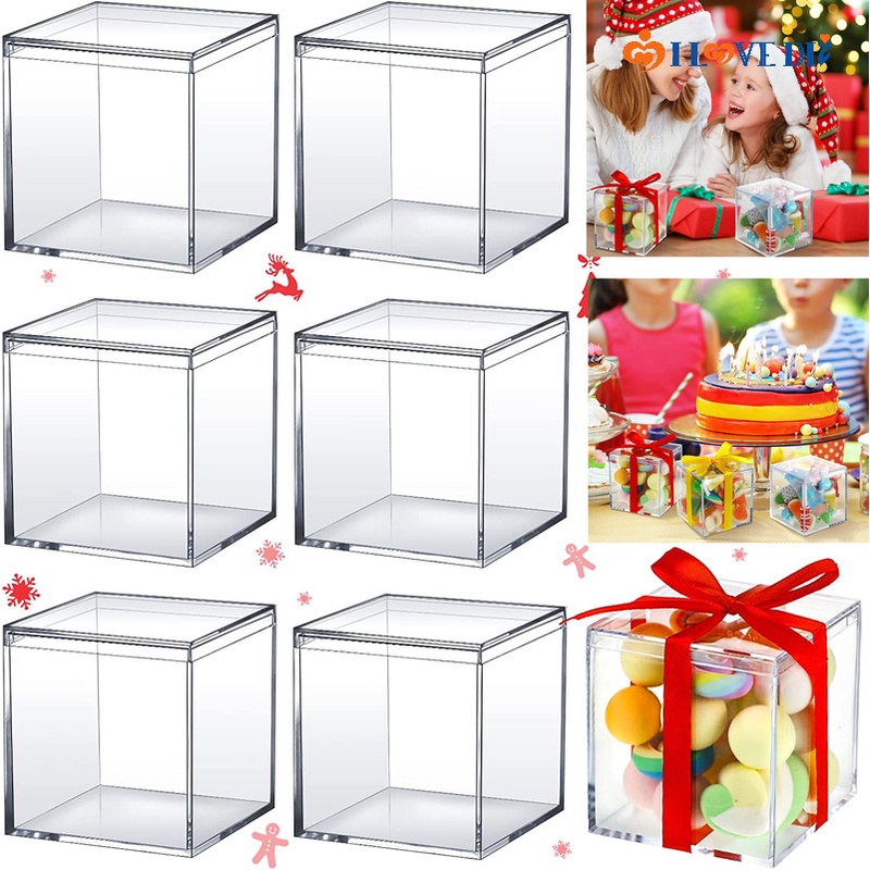Mini Transparent Acrylic Box With Cover / Square Plastic Clear Candy ...