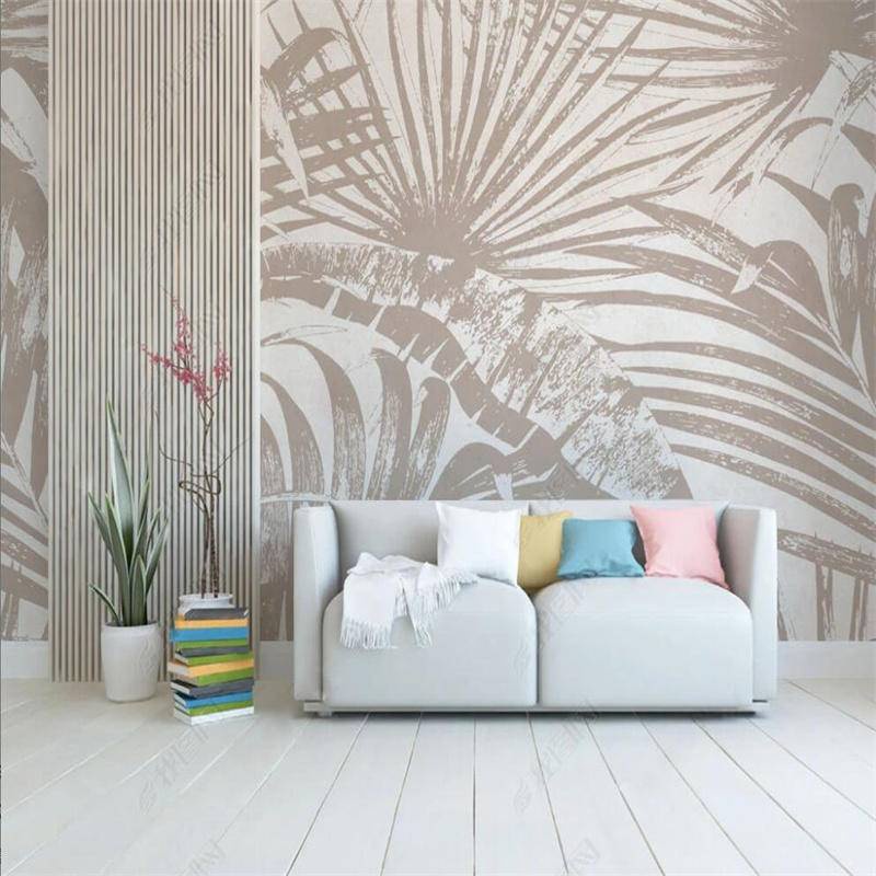 Custom Nordic hand-painted light and elegant tropical plant wallpaper ...