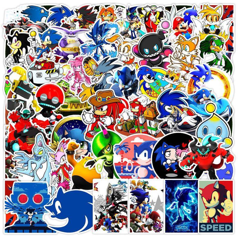 Sonic stickers (100 non-duplicate) anime cartoon waterproof stickers ...