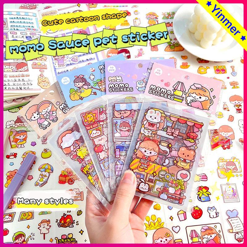 10 Soft Momo Aesthetic Stickers Cute Cartoon Motifs Waterproof ...