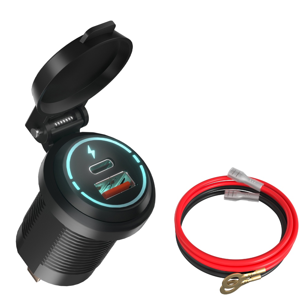 Car USB Charger Waterproof USB+Type C Dual Interface Fast Charger for ...