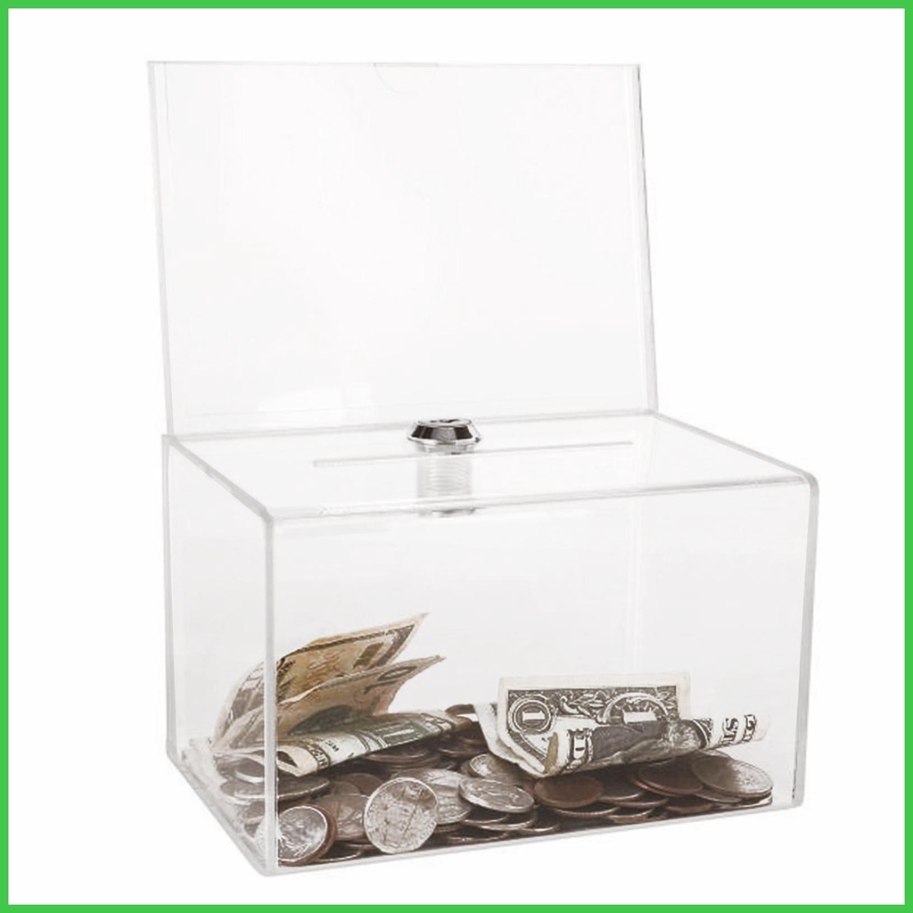 Raffle Ticket Box Clear Acrylic Suggestion Box with Slot and Lock Safe ...