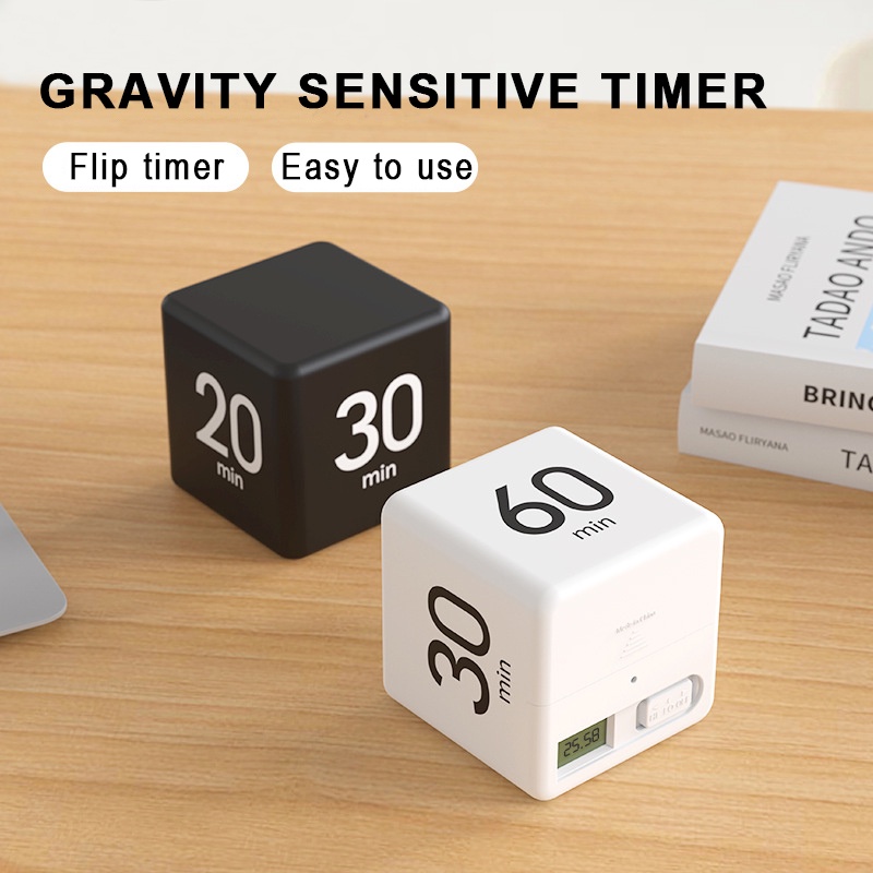 Digital Kitchen Timer Gravity Sensor Overturn Preset Alarm Countdown Timer Cube Time Management ...