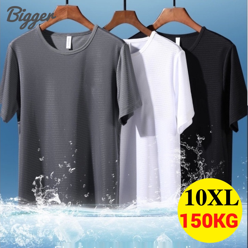 10XL Ice Silk Quick Drying T-shirt Men Oversize Short Sleeve Sport ...