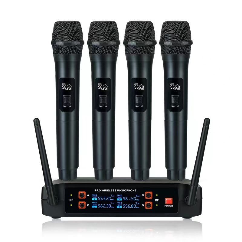 4 Channel Professional UHF Wireless Microphone System UHF Cordless ...