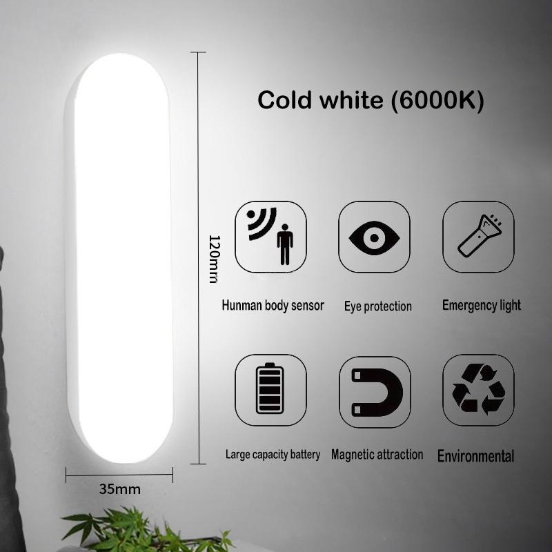 Smart Motion Sensor Cabinet Light Wireless LED Night USB Stair Lamp for ...