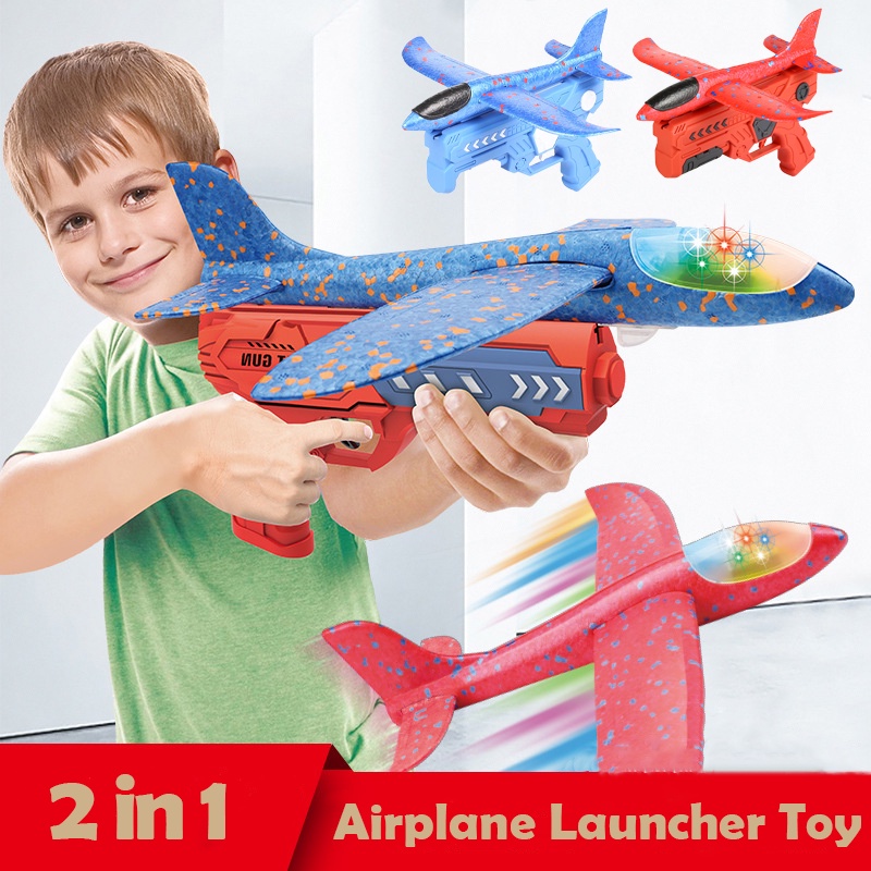 LED Outdoor Airplane Catapul Toy Airplane Launcher Toy Foam Glider ...