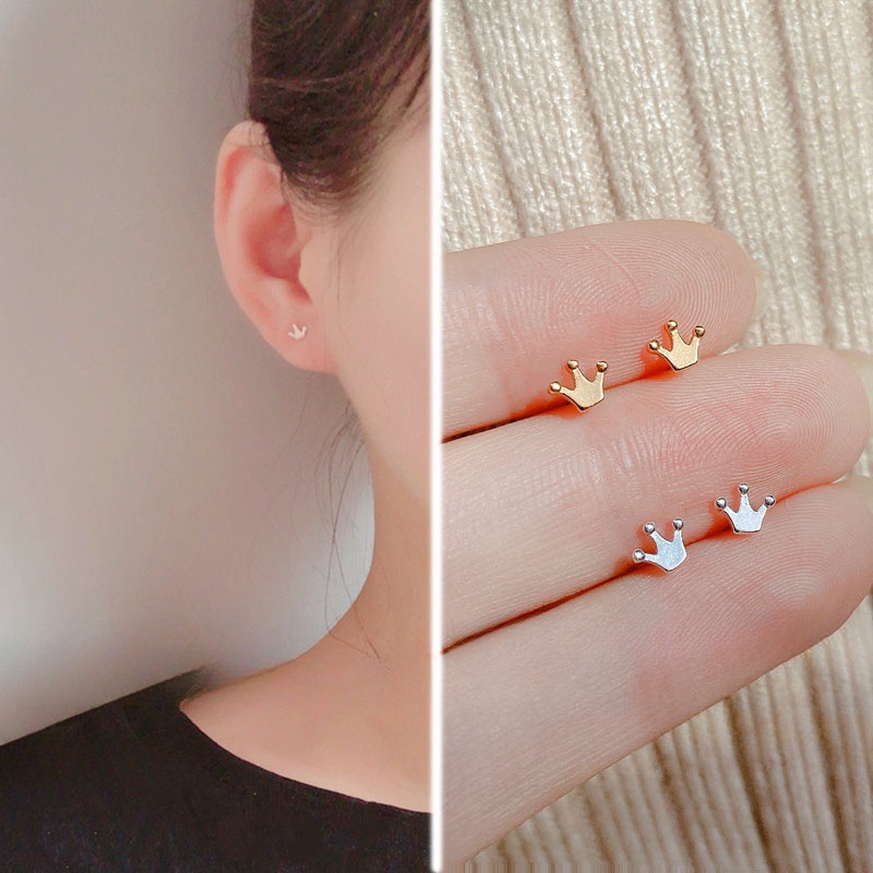 Crown Stud Piercing 925 Earrings for Women Hikaw Earings for Kids 2023 ...