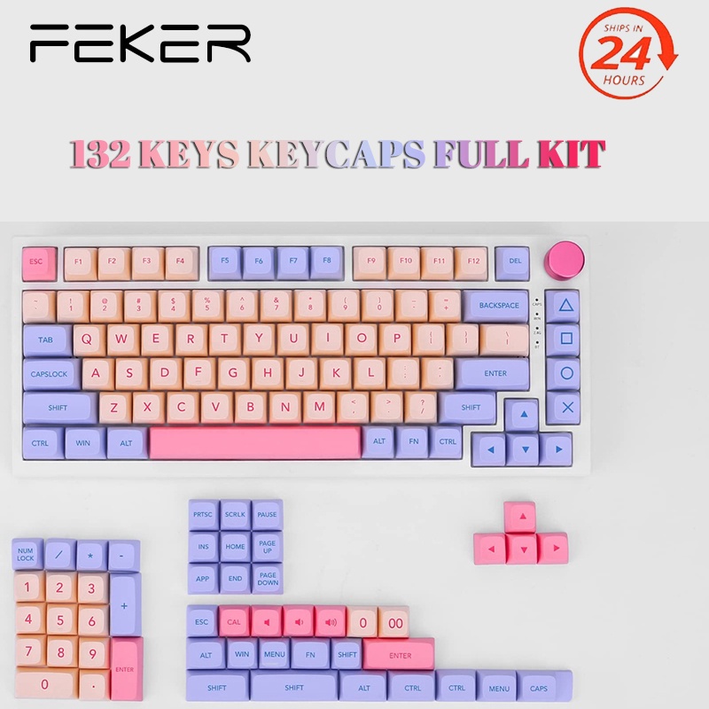 Feker Marshmallow Keycaps 132 Keyboard Key Cap For 61/68/71/84/87/98 ...
