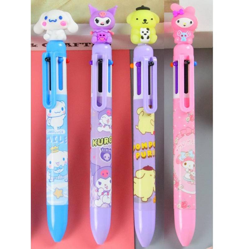 Sanrio 6 Color Pen Mymelody Kuromi Cinnamoroll PomPom Purin Kawaii ...