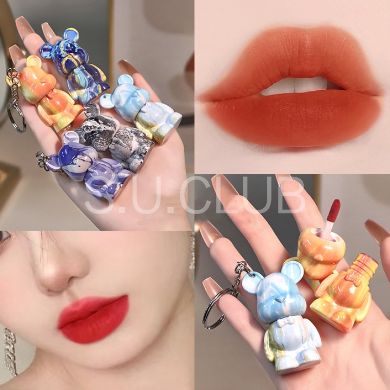 Colorful Bear Keychain Liptint Matte velvet long-lasting non-fading non ...
