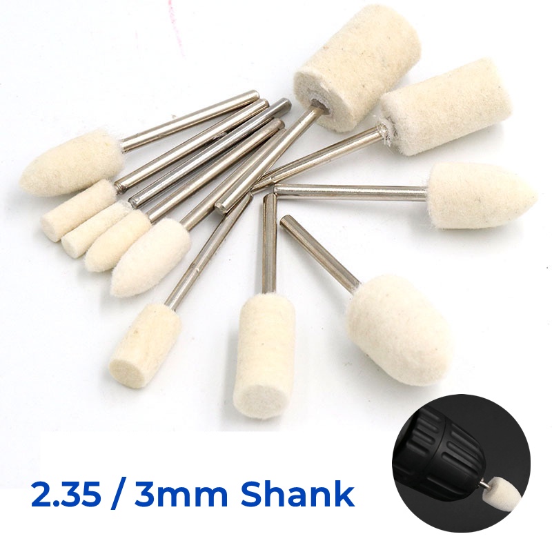 5PCS 2.35/3mm Shank Wool Felt Mounted Polishing Buffing Wheel Polishing ...