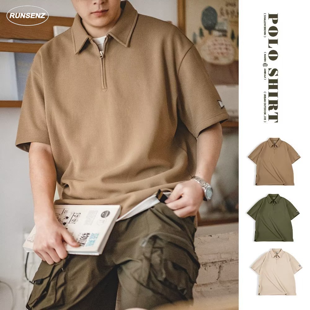 M-5XL American Vintage Cargo Polo Shirt Men Plus Size Short Sleeve T ...