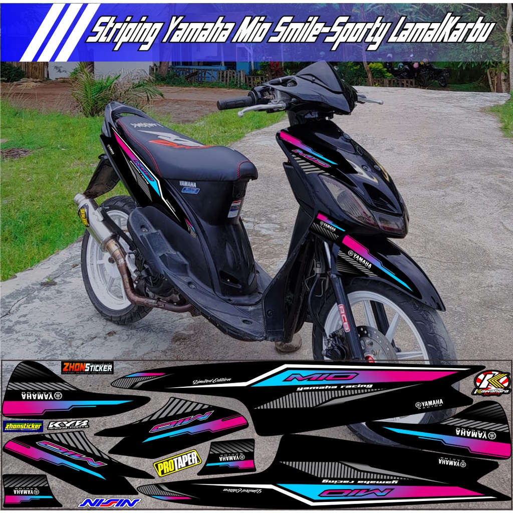 Yamaha mio body plate sticker karbu/old mio sporty-smile striping ...