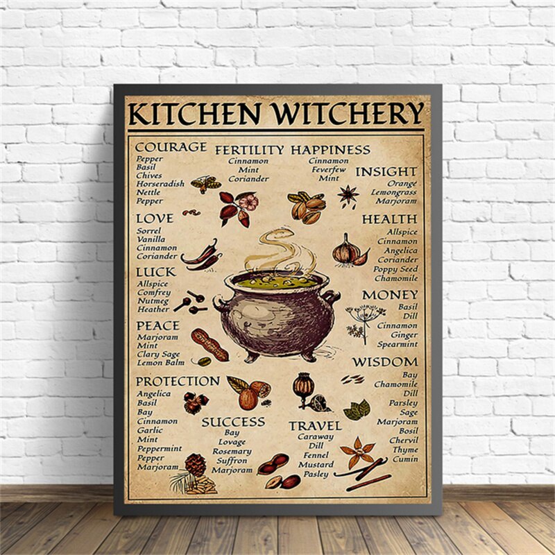 Retro Kitchen Witchery Funny Art Posters and Prints Decoration Wall ...