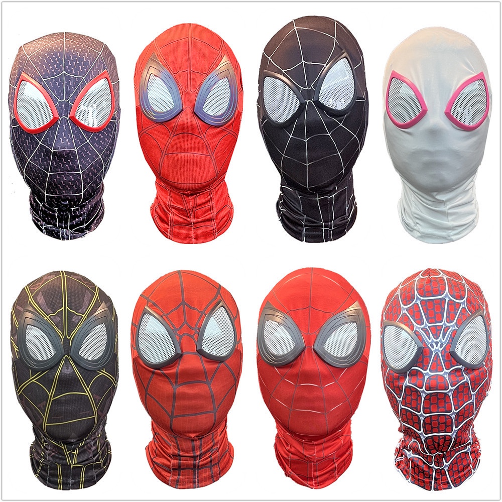Iron Spiderman Remy Miles Elastic Mask Spider Man Halloween Cosplay ...