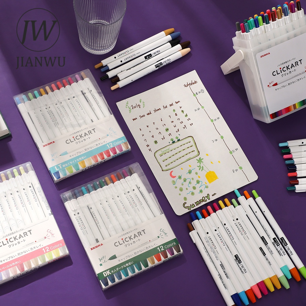 JIANWU 12 Colors/36 Colors Anti-smudge Press Watercolor Pen 0.6mm Write ...