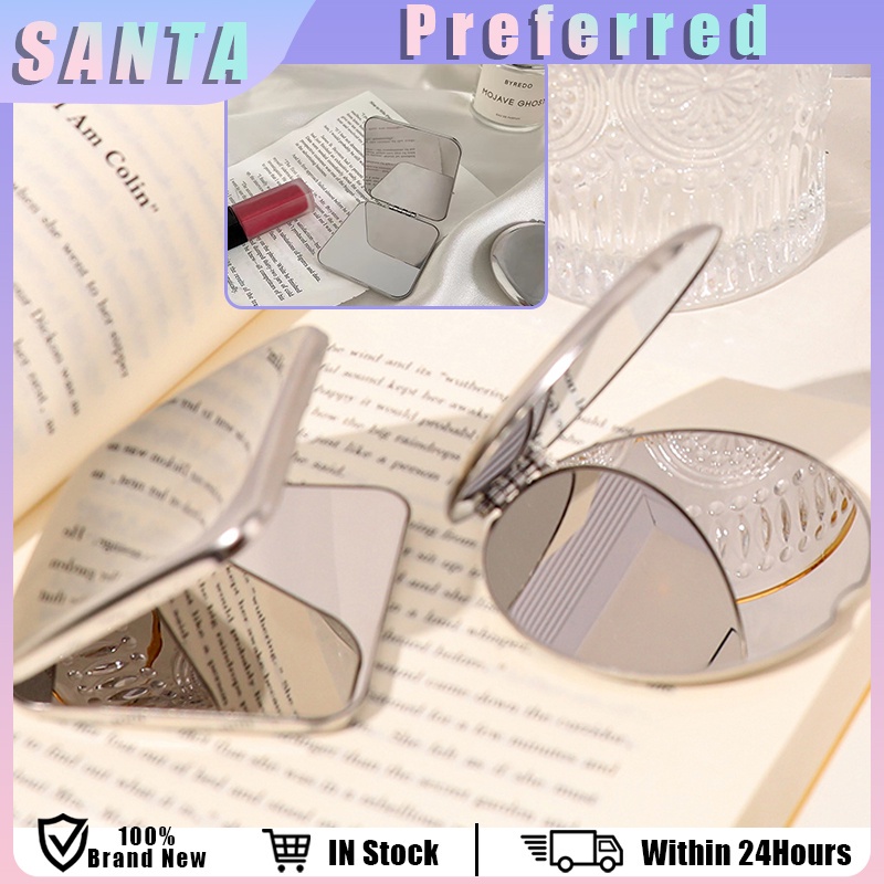 Stainless Steel Double-sided Folding Small Makeup Mirror Portable Round ...