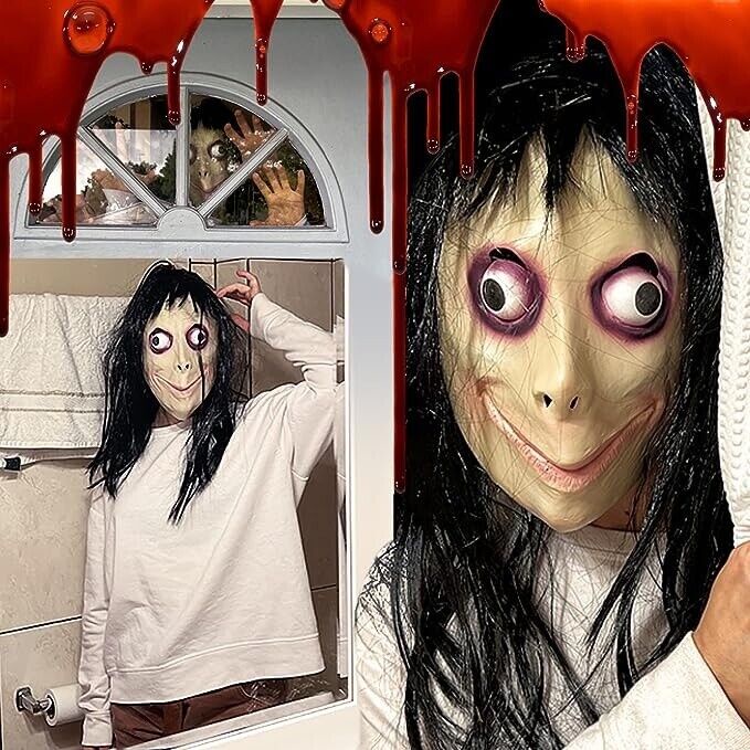 Creepy Horror Devil MOMO Mask Scary Momo Mask Creepy Halloween Cosplay ...