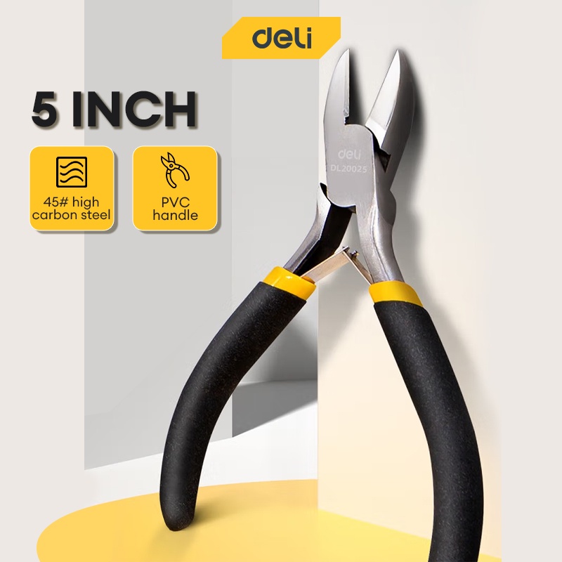 Deli Tool 5'' Sharp Mini Diagonal Side Cutting Pliers Cable Wire Cutter ...