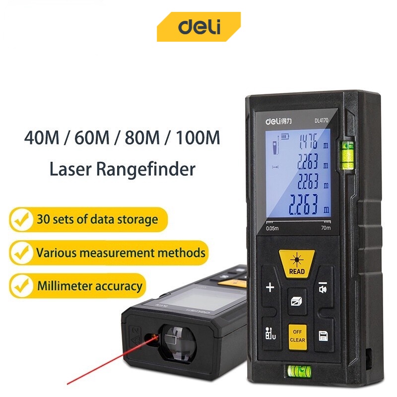 Deli Tool 100M/80M/60M Handheld Laser Range Finder High Precision ...