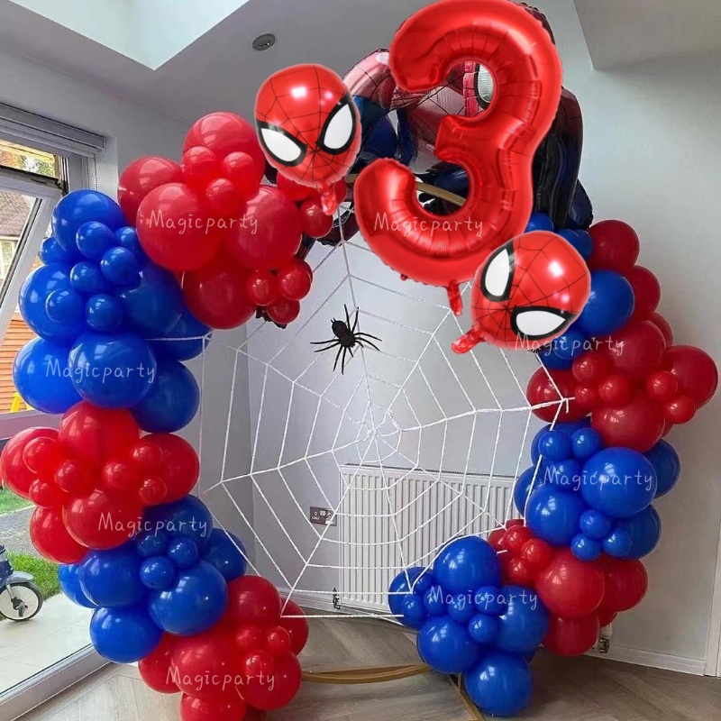 Spiderman Garland Arch Kit Red Number The Avengers Foil Balloons for ...