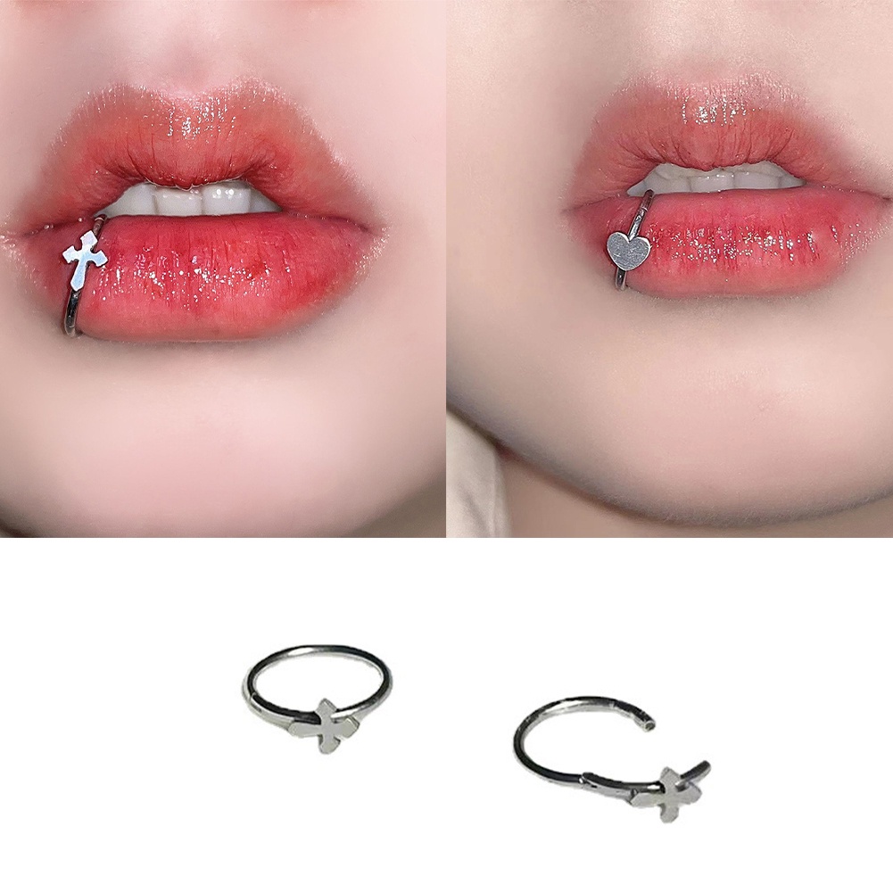 Heart Shape Lip Ring Non-Piercing Clip Cuff Septum Jewellery Fashion ...