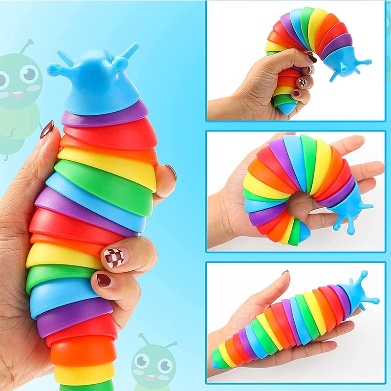 Funny Fidget Slugs Articulated Sensory Slug Toy Realistic Worm ...