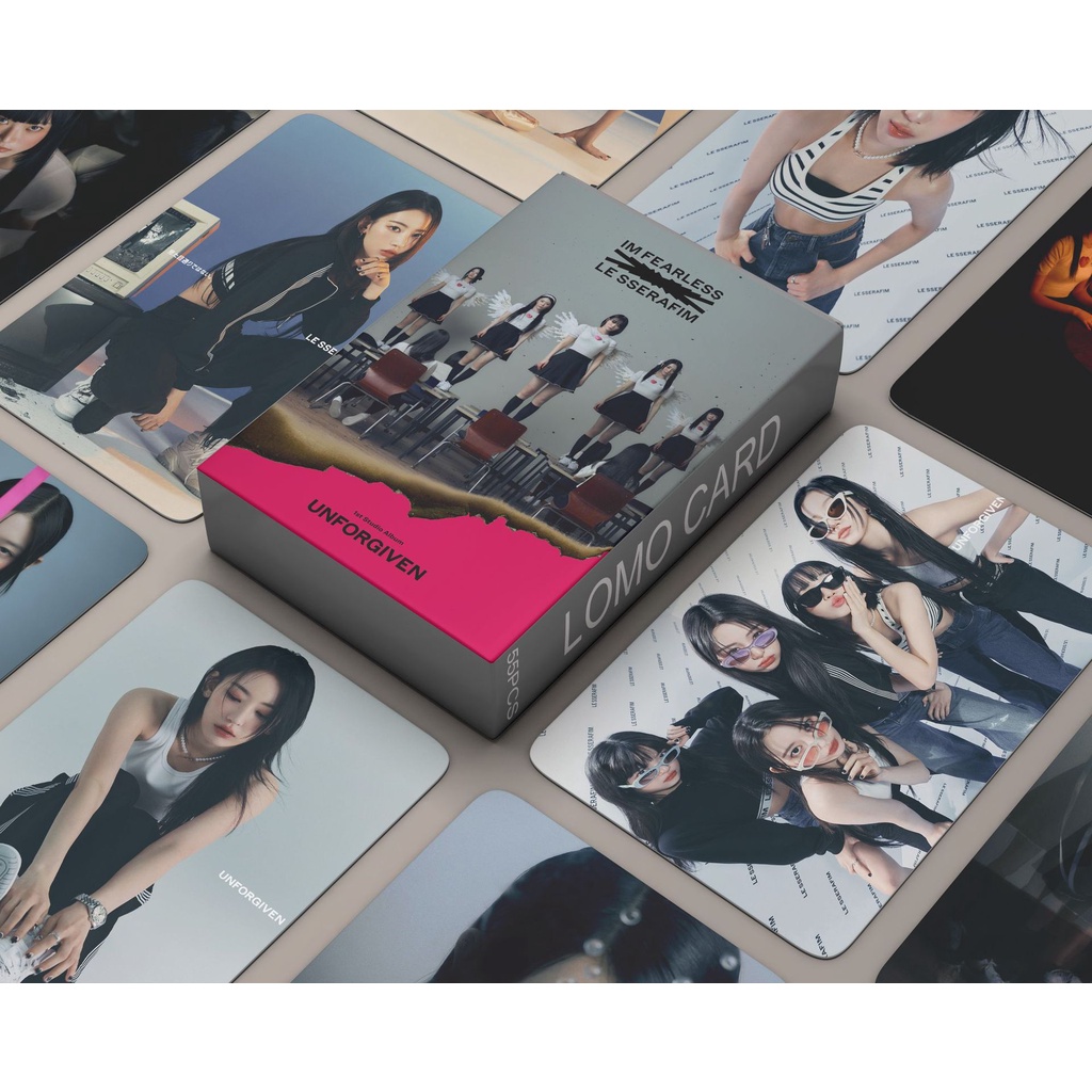 55pcs/set LE SSERAFIM Photocards UNFORGIVEN Lomo Cards Sakura PC ...