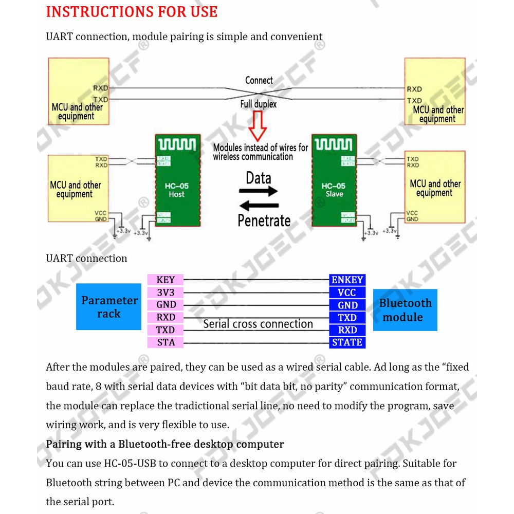 HC-05 HC-06 master-slave 6pin/4pin anti-reverse, integrated Bluetooth serial pass-through module ...