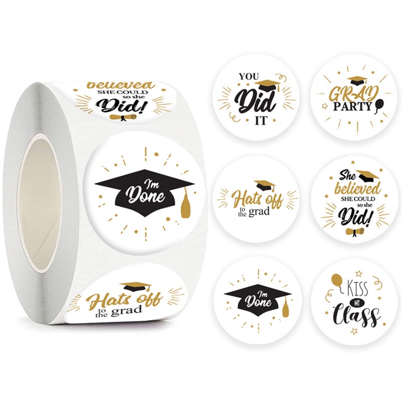500pcs/roll Congratulation Graduation Gift Sticker Self-adhesive ...