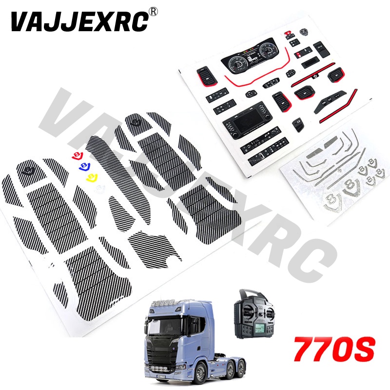 Carbon fiber sticker paper seats and center console kit for 1/14 Remote ...