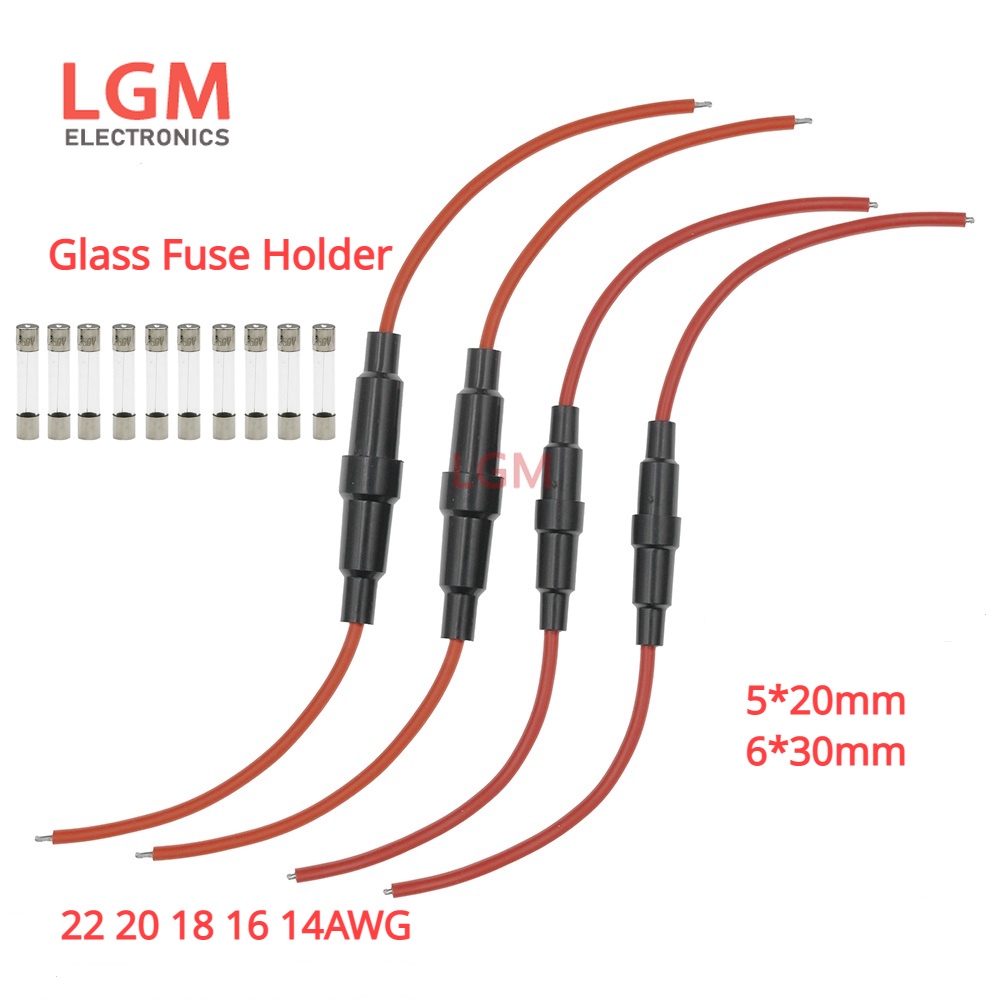 5Pcs 5*20mm 6*30mm Glass Fuse Holder Screw Type 5X20mm with 22 20 18 16 ...