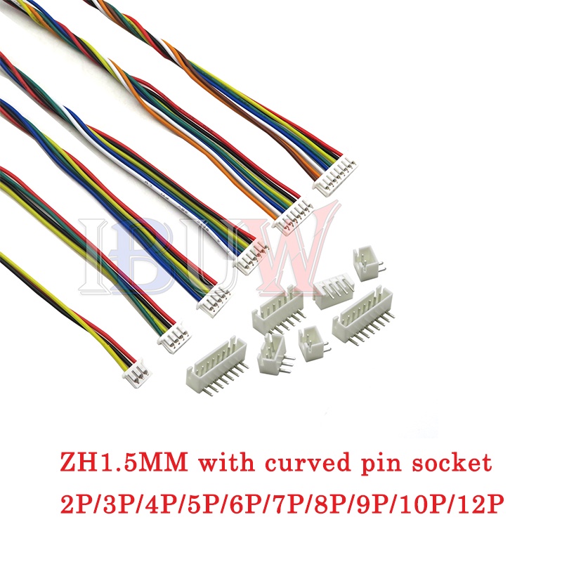 5PCS ZH1.5MM 10CM 15CM 20CM with curved pin socket, electronic wire connection wire, terminal ...