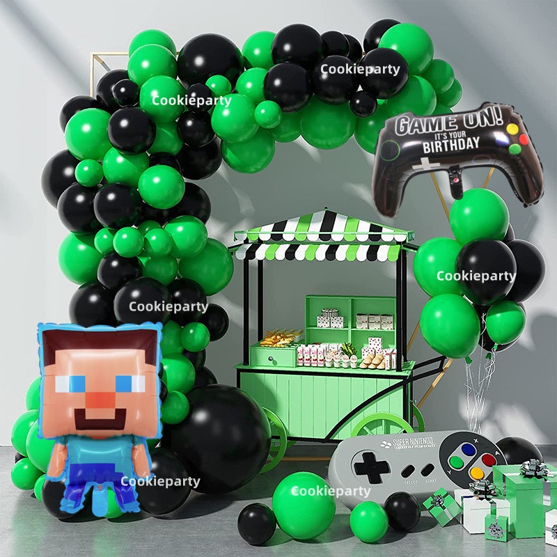 75pcs/set Minecraft Theme Balloons Set Black Green Balloon Garland Arch ...