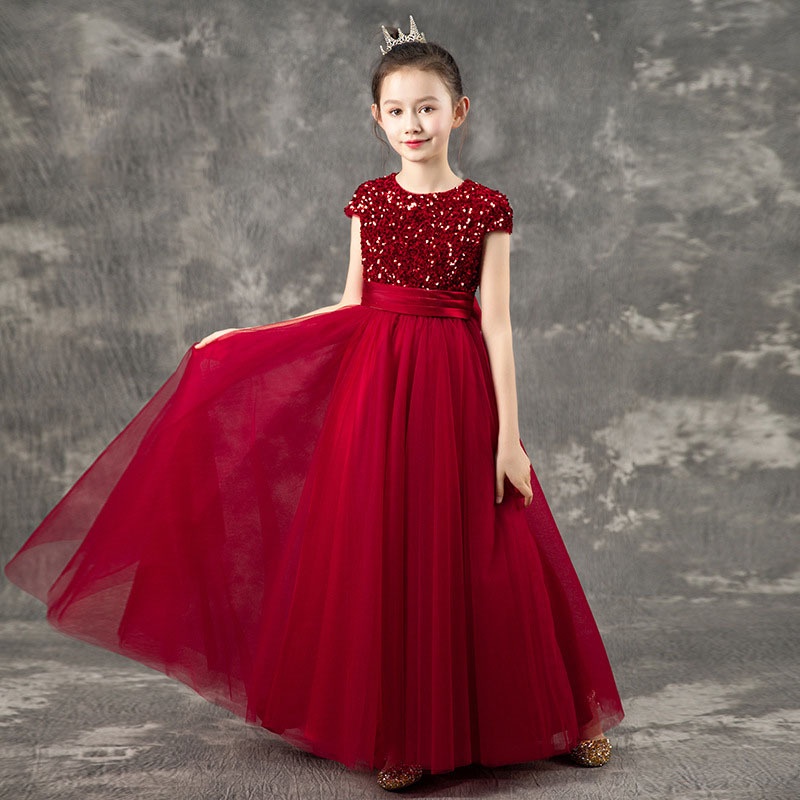 Girl Wedding Party Gown Teenage Pegeant Princess Long Dress Children ...
