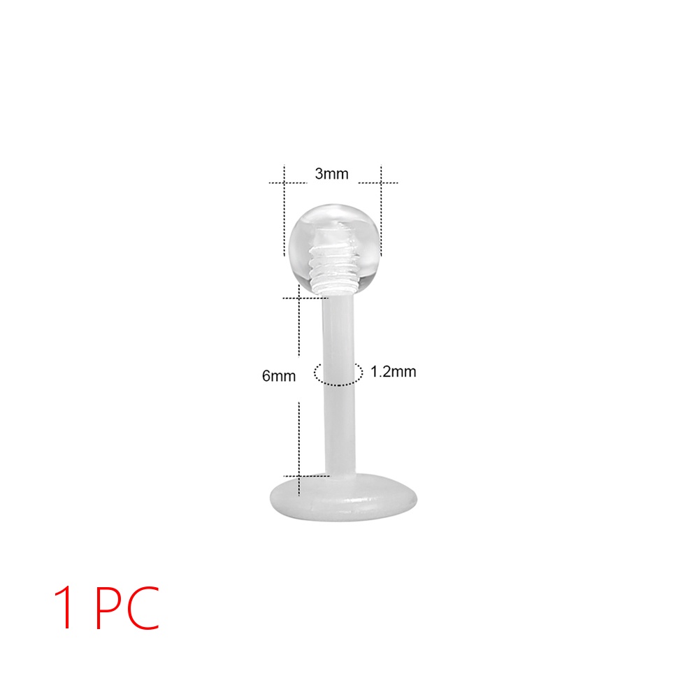 1-5Pcs Clear Acrylic Nose Septum Piercing Invisible Lip Stud Navel Ring ...