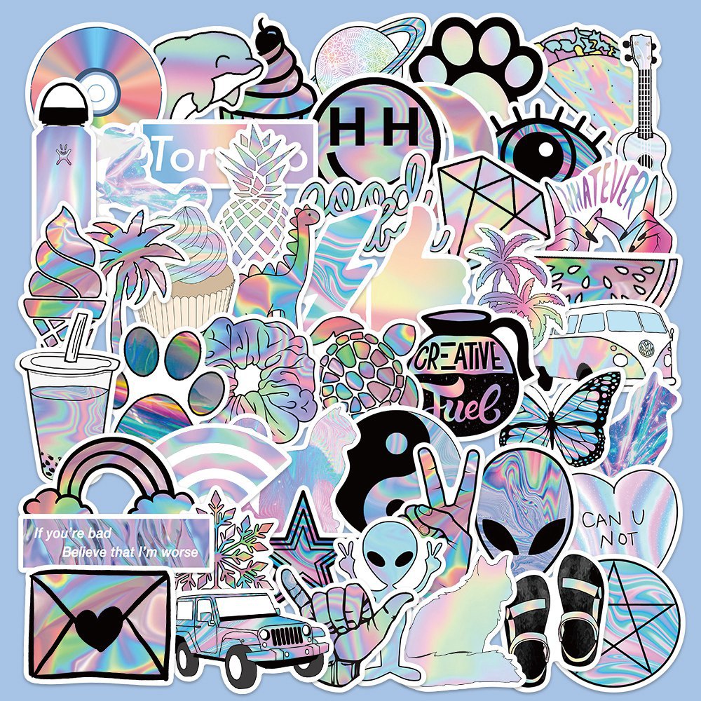 Stickers 50pcs 【Korean Thence Style Hologram】 Creative Cartoon DIY ...