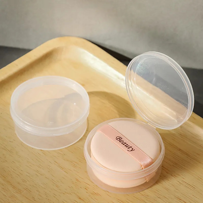 Transparent Round Powder Puff Storage Box Case/Plastic Empty Box ...