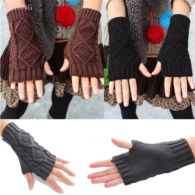 PINKING Fashion Unisex Men Women Arm Warmer Fingerless Knitted Long ...