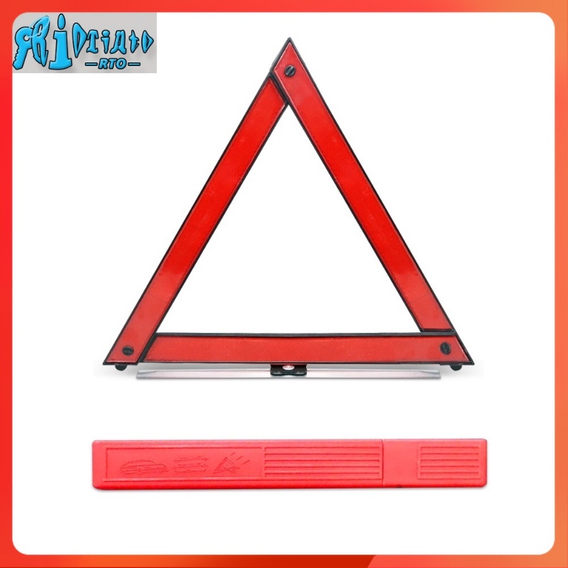 RTO Triangle Reflective Warning Sign Foldable Red Car Hazard Breakdown ...